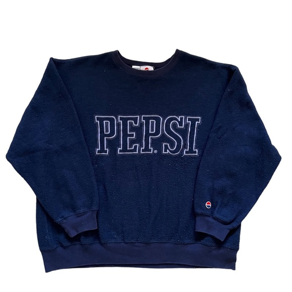Pepsi | Sweaters | Mens Navy Blue Pepsi Fleece Crewneck | Poshmark